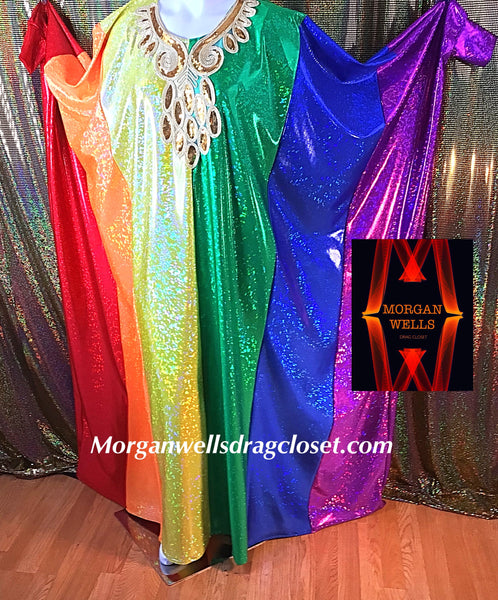 HOLOGRAM GAY PRIDE UNISEX KAFTAN DRESS – MORGAN WELLS DRAG CLOSET