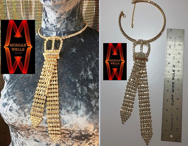 FABULOUS BELT DESIGN STONE GOLD TONE CHOKER – MORGAN WELLS DRAG CLOSET